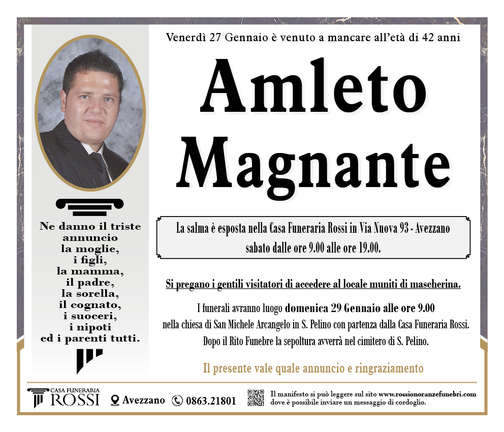 Amleto Magnante - Necrologi Marsica