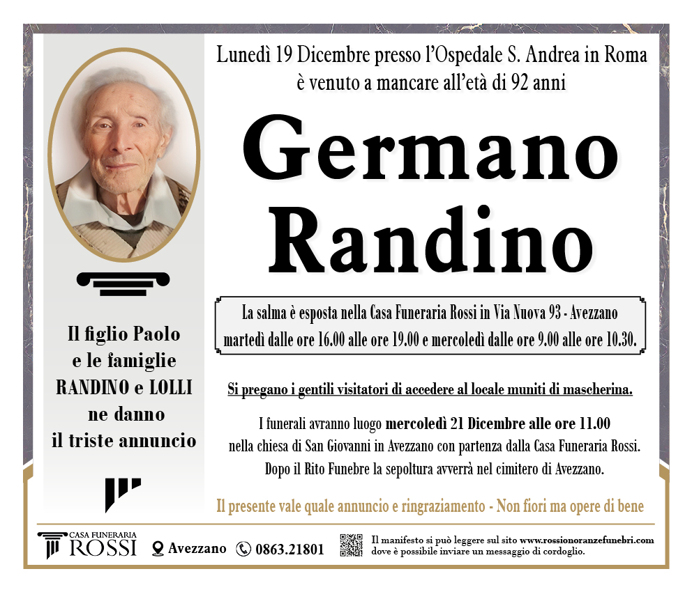 Germano Randino - Necrologi Marsica