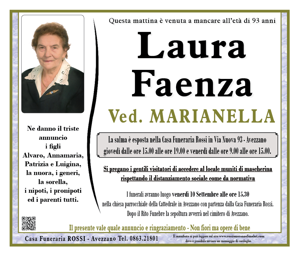 Laura Faenza - Necrologi Marsica