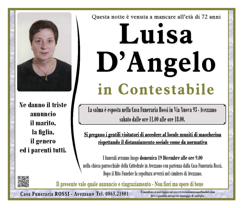 Luisa D’Angelo - Necrologi Marsica