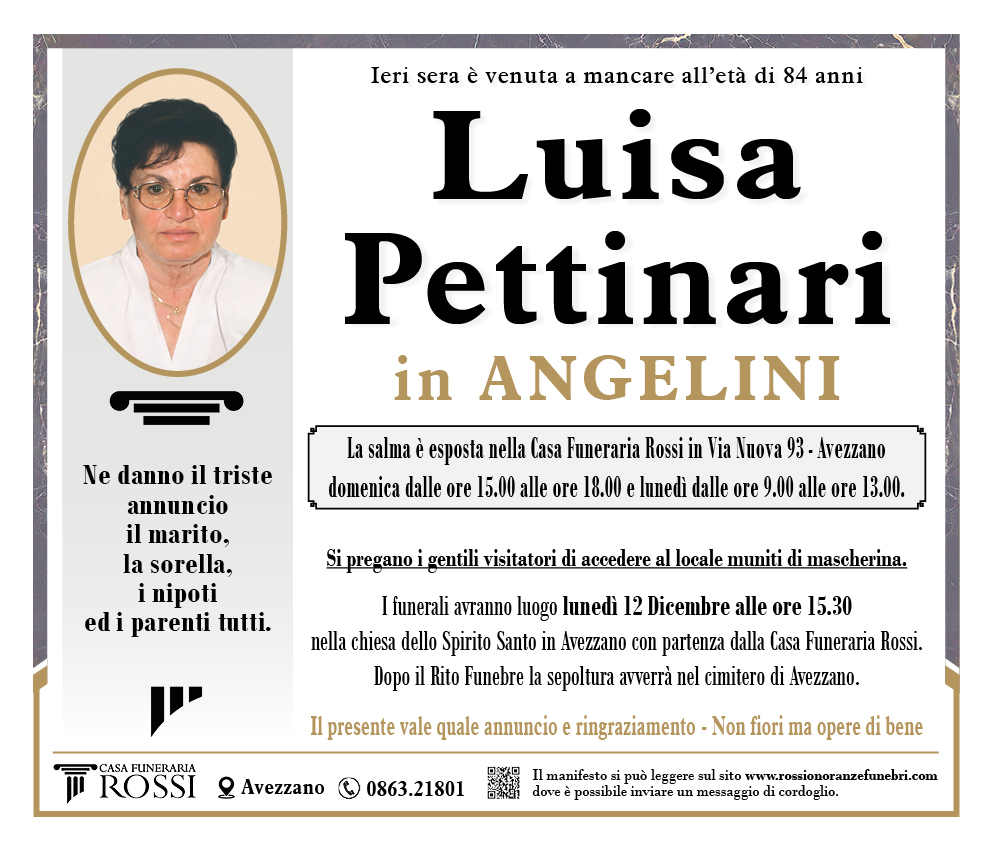 Luisa Pettinari - Necrologi Marsica